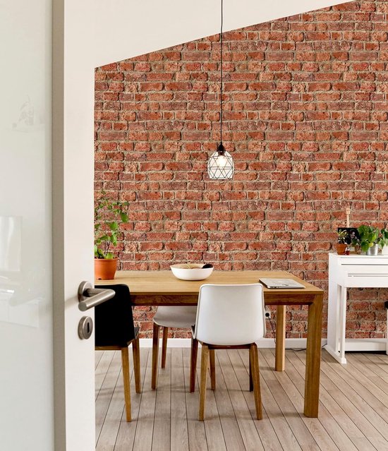 Behang. Urban Brick Wallpaper, Rood | bol