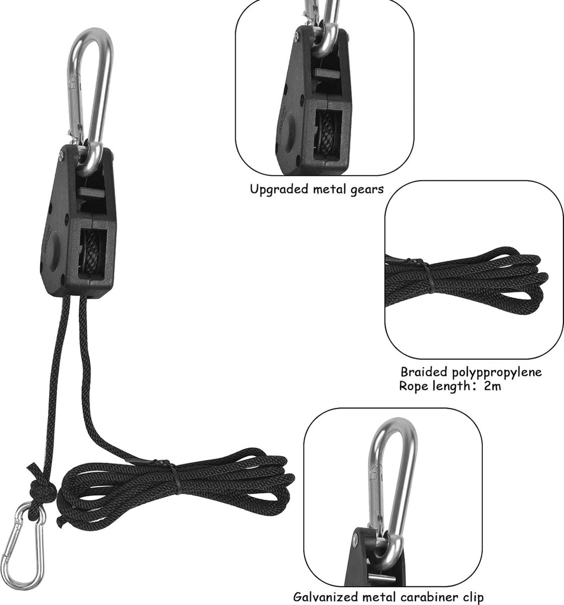 1 paar 1/8 "hanger katrol touw zware touw ratel hanger verstelbare touw ...