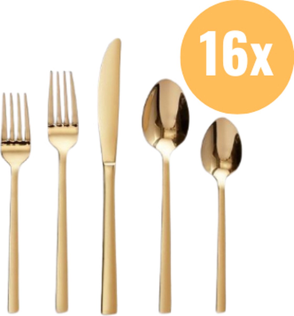 Bestekset 16-delig Klassiek RVS Goud - 4 Persoons Bestek ...