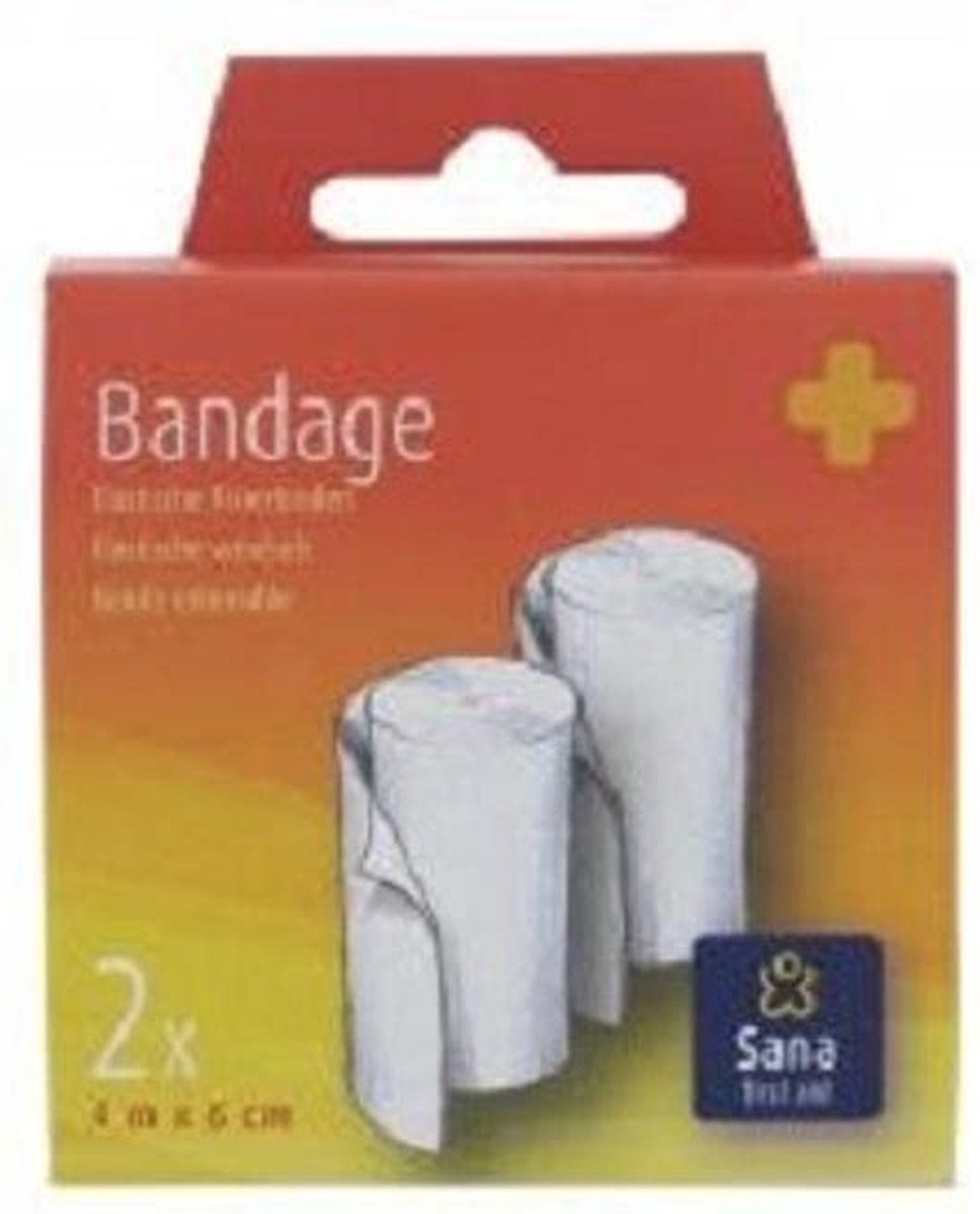 Sana First Aid - Elastisch fixatie zwachtel - 400 x 6 cm (2 stuks) | bol