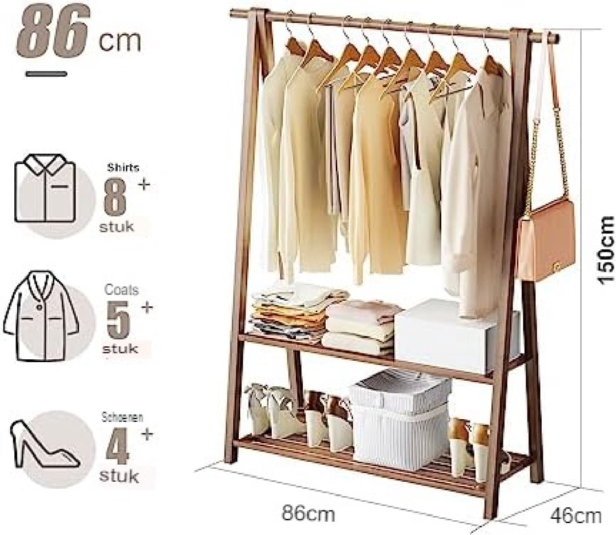Kledingrek Bamboe - Kledingrek Hout - Kledingrek Inklapbaar | bol