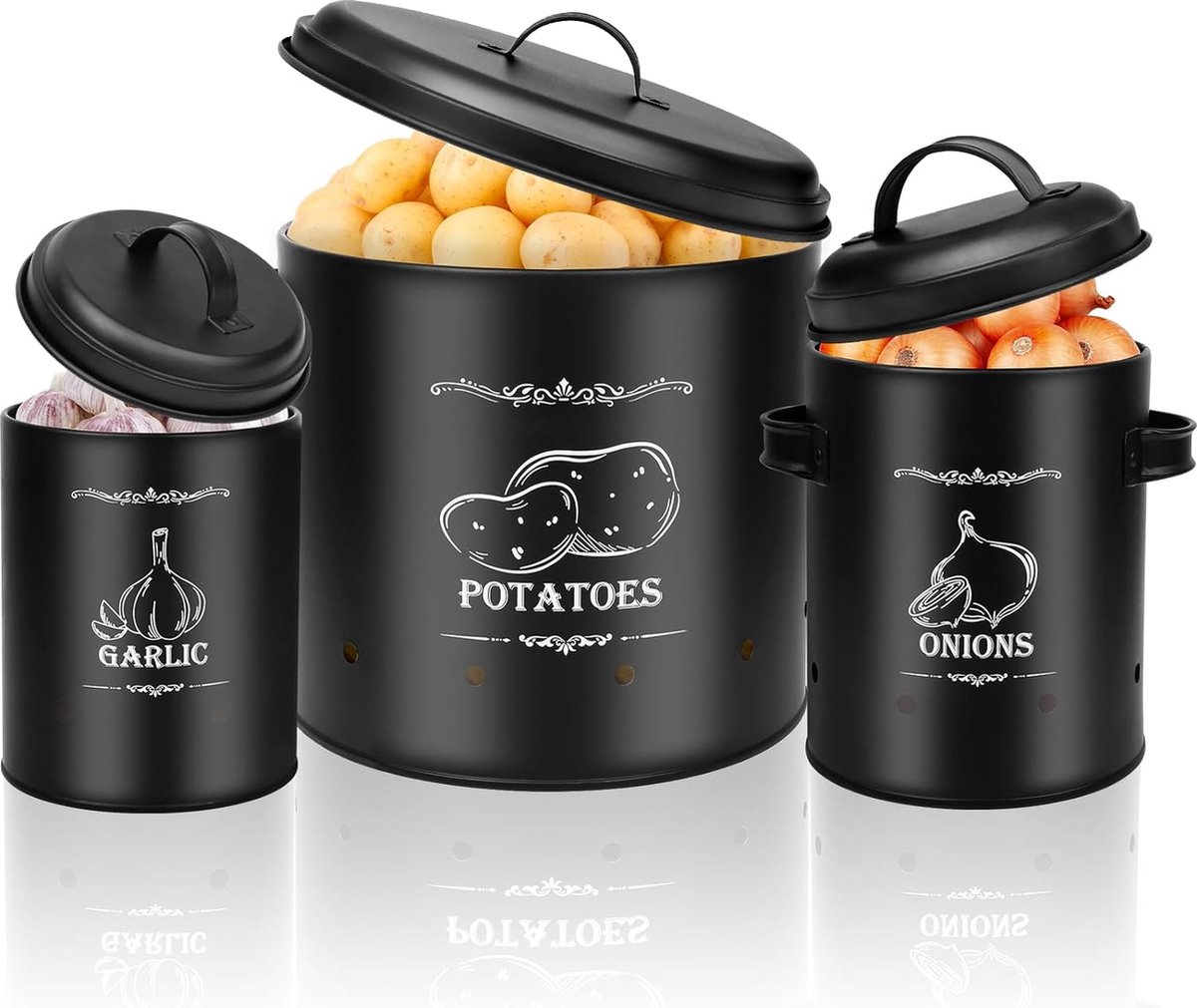 Potato Storage Box, 3 Pieces Potato Onion Garlic Storage, Potato Box ...