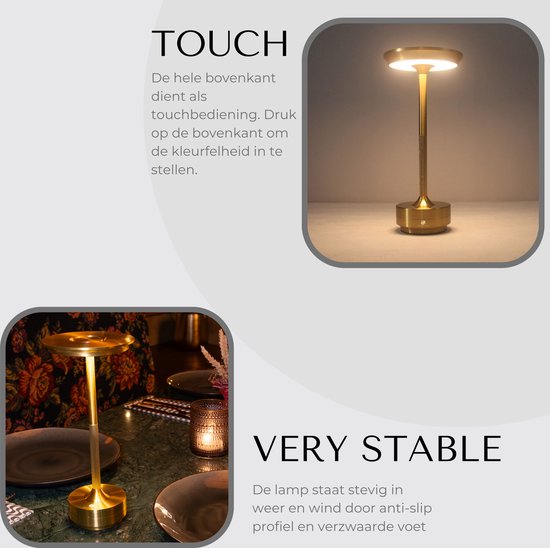 Fullambience Oplaadbare Tafellamp - Accu Tafellamp - 3 Kleuren licht ...