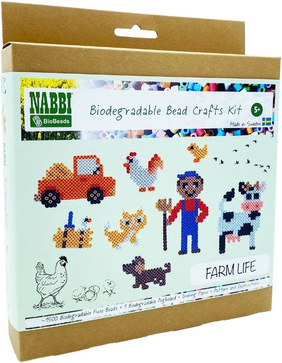 NABBI® BioBeads kit Farm Life - strijkkralen | bol