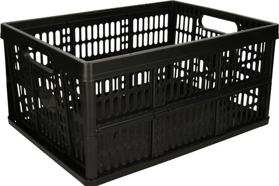 PlasticForte Opvouwbare kratten/inklapbare boodschappen kisten - zwart ...