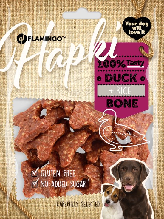 Flamingo Hapki - Snack Honden - Hapki Eend- & Rijstbeen 170gr - 1st | bol