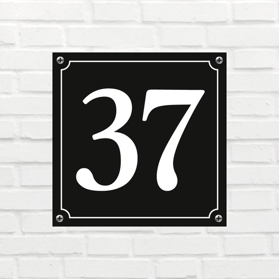 Huisnummerbord Mat zwart Deluxe - Nummer 37 - incl. bevestiging | bol
