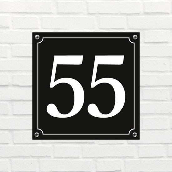 Huisnummerbord Mat zwart Deluxe - Nummer 55 - incl. bevestiging | bol