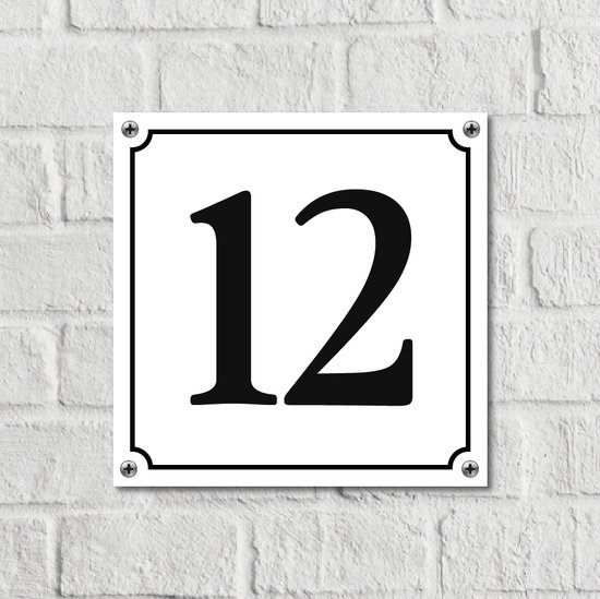 Huisnummerbord Wit Dibond Deluxe - Nummer 12 - incl. bevestiging ...
