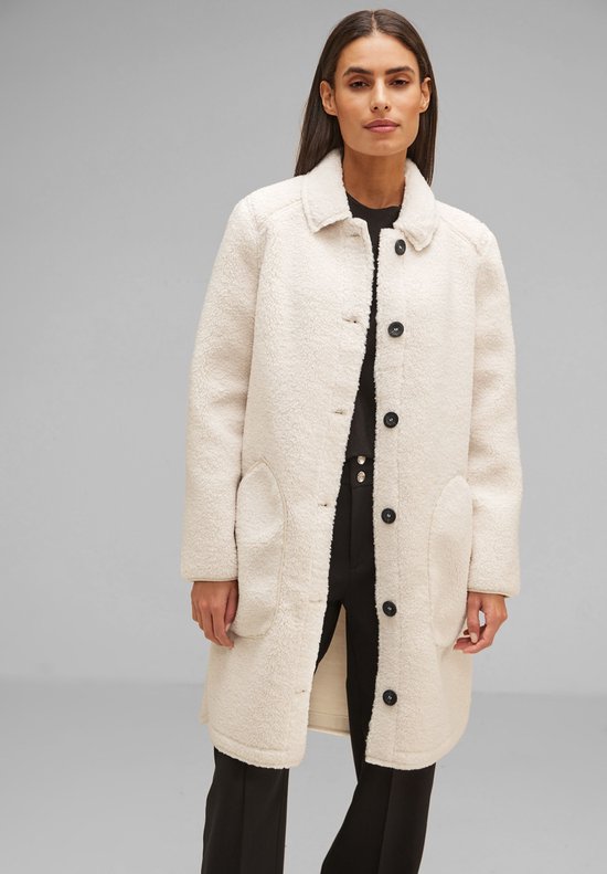 Street One bonded teddy overshirt coat - Dames Jas - Snow cream - Maat ...