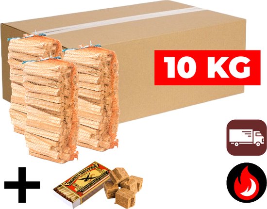 Aanmaakhout | 10kg | Gedroogd Aanmaakhout | Voor Houtkachel, Openhaard ...