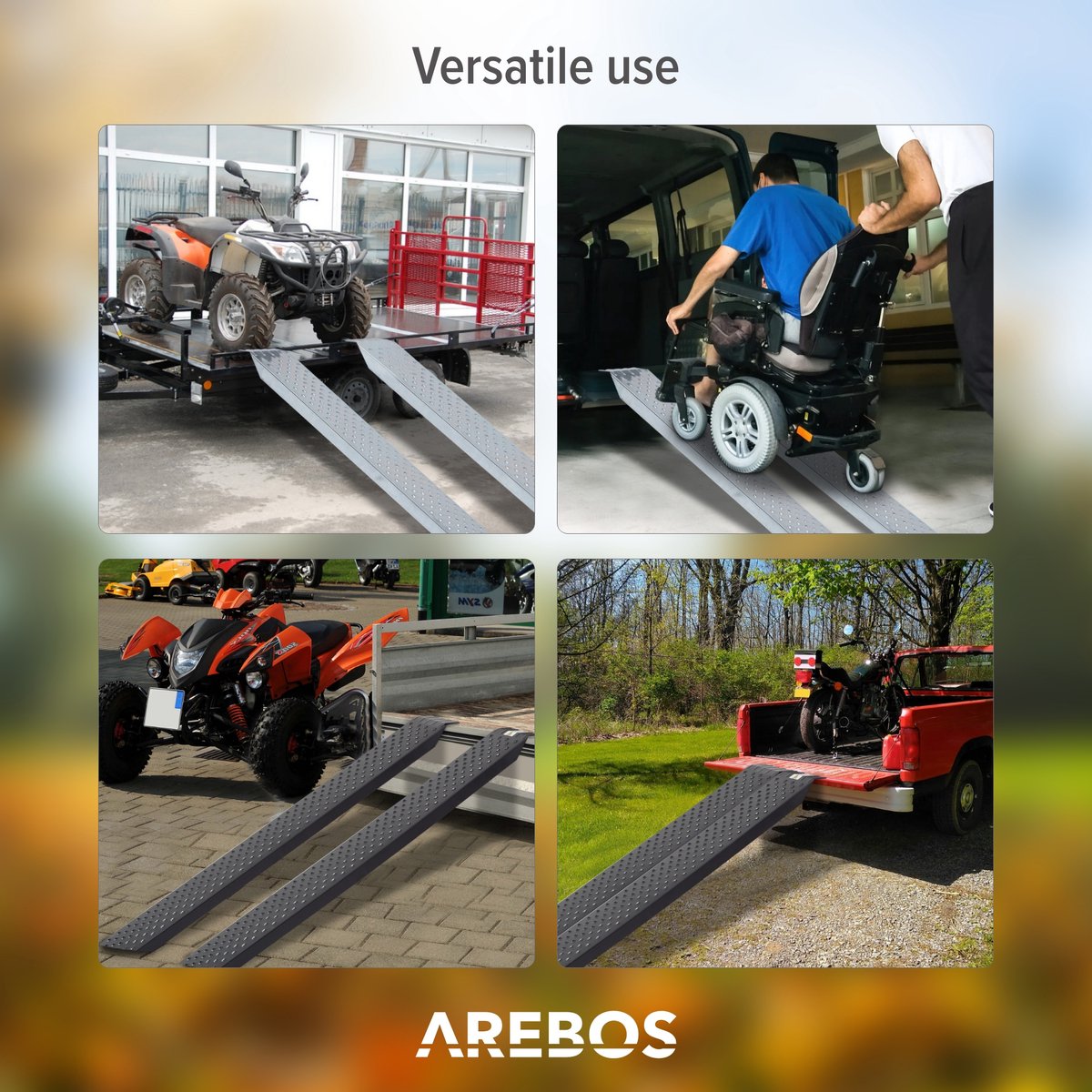 AREBOS 2x Oprijplaat max. 400 kg Laadplatform Oprijplaat voor auto ...