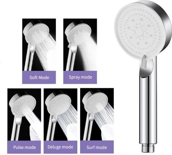Douchekop Met 5 Standen - Verstelbare Hoge Druk - Waterbesparende Handdouche - Luxe... | bol