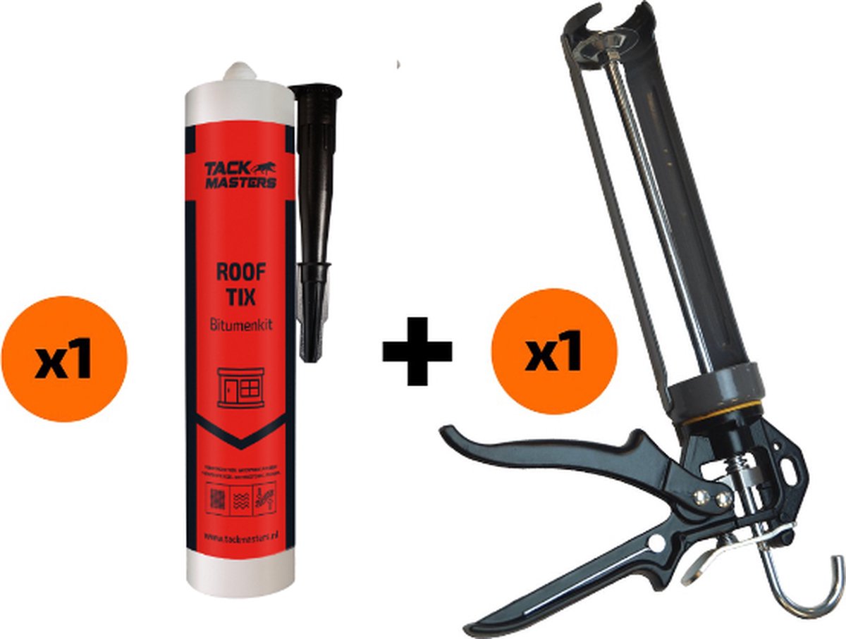 Tackmasters® Roof Tix Bitumenkit + kitpistool - 310ml Koker - Kit ...