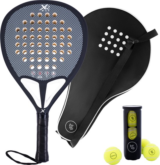 XQMax Padel Racket Carbon Zwart - met Padel Tas en 3 Padel Ballen ...