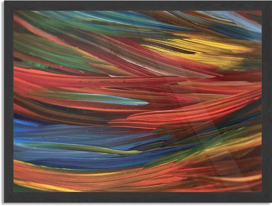 Poster Geschilderde Strepen Kleurrijk Rechthoek Horizontaal Met Lijst L (50 X 40 CM) -... | bol