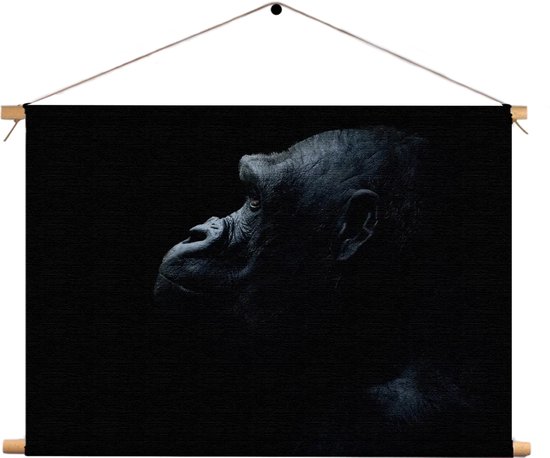 Textielposter De Aap Zwart Wit Rechthoek Horizontaal XXL (85 X 120 CM ...