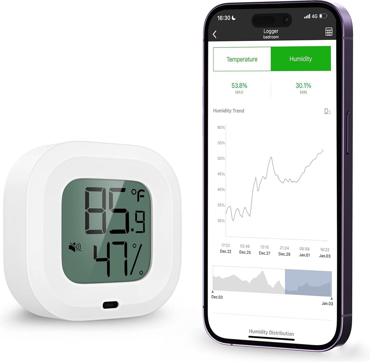 Thermometer Hygrometer, Bluetooth Draadloze Temperatuur ...
