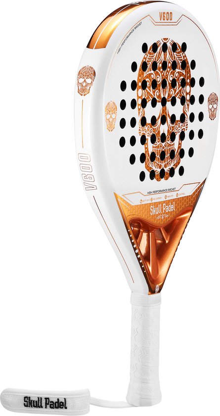 Skull Padel V600 Skull White Copper - Padel Racket - Wit Koper - Hybrid ...