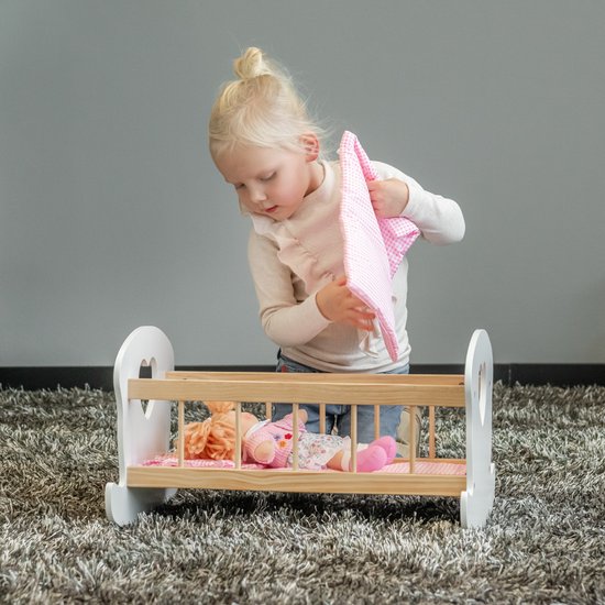 Bandits & Angels Houten Poppenbedje Sweet Dreams Wit Hout met Hart ...