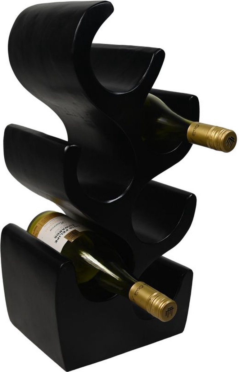 HSM Collection - Casier à vin 6 bouteilles - 27*20*51cm - Munggur Zwart | bol