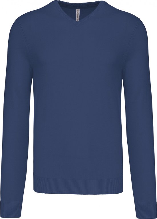 Pullover/Cardigan Heren XL Kariban V-hals Lange mouw Deep Blue 50% ...