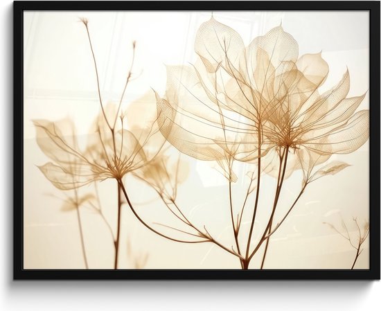 Fotolijst inclusief poster 80x60 cm - Beige droogbloemen - Foto in ...