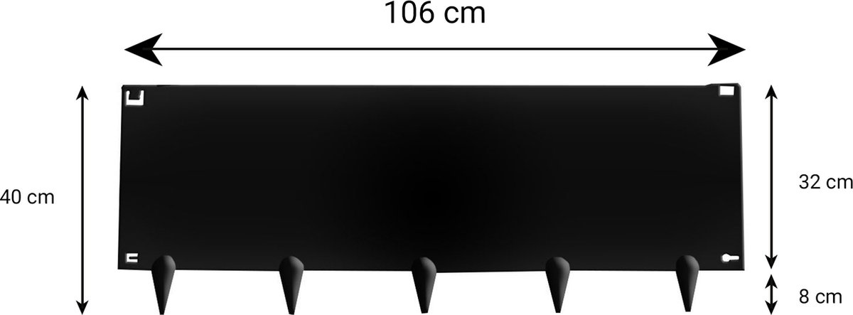 Borderrand Zwart stalen Kantopsluiting 40 x 106 cm Flexibel | Per Stuk ...