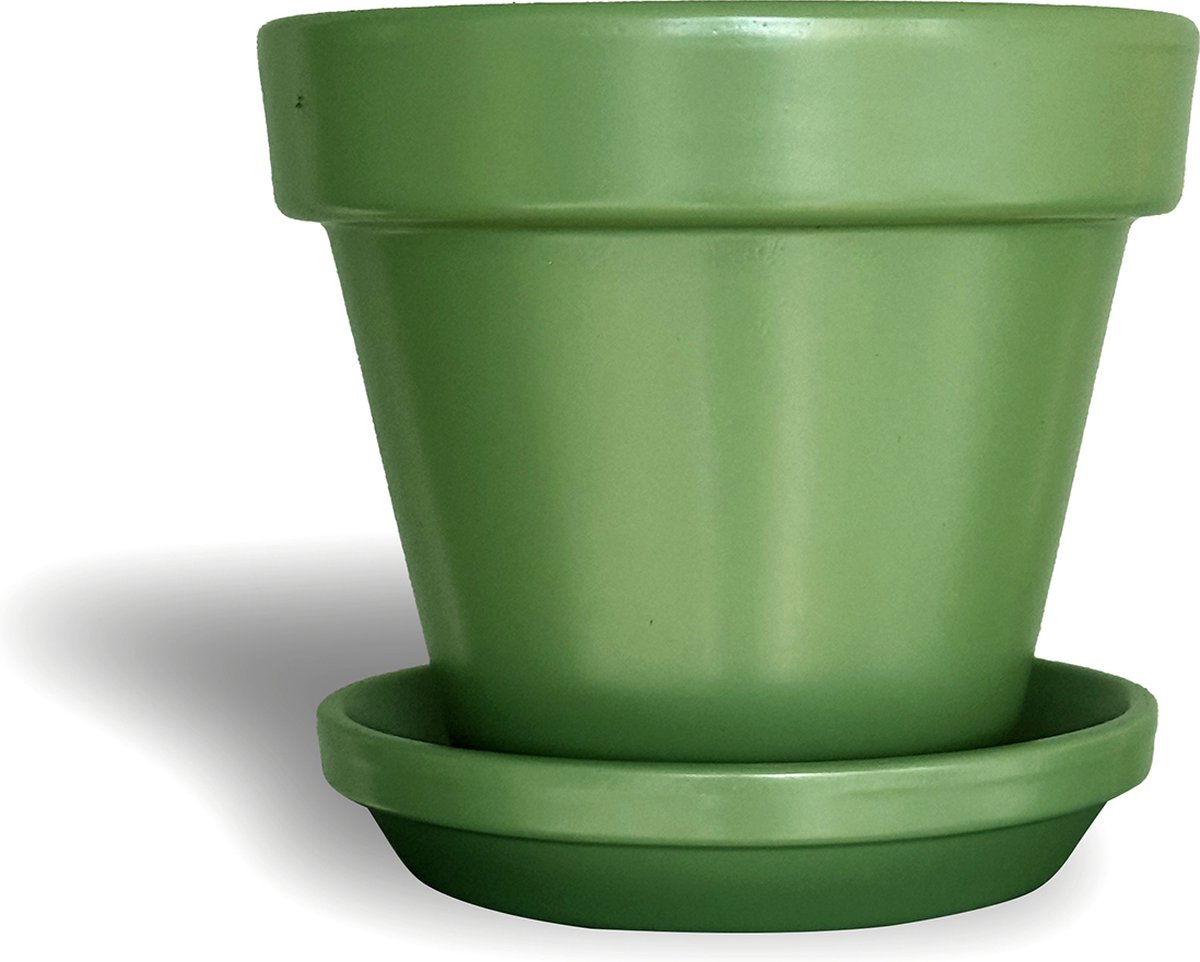 Terracotta Bloempot met Schotel - Geglazuurd Groen - Ø 30 cm - Hoogte ...