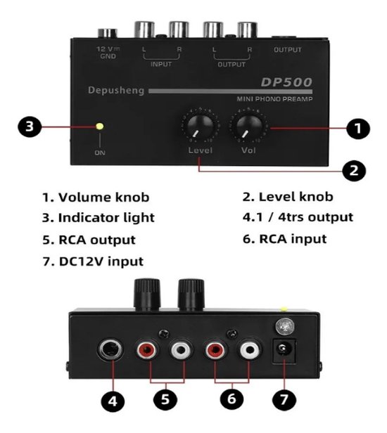 DP500 Mini elektronische grammofoon stereo voorversterker, phono platenspeler... | bol