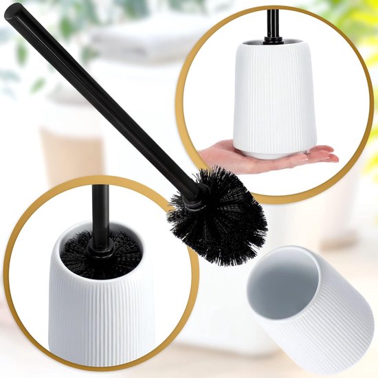 Solide wc-borstel met houder, vrijstaande borstel van keramiek ...
