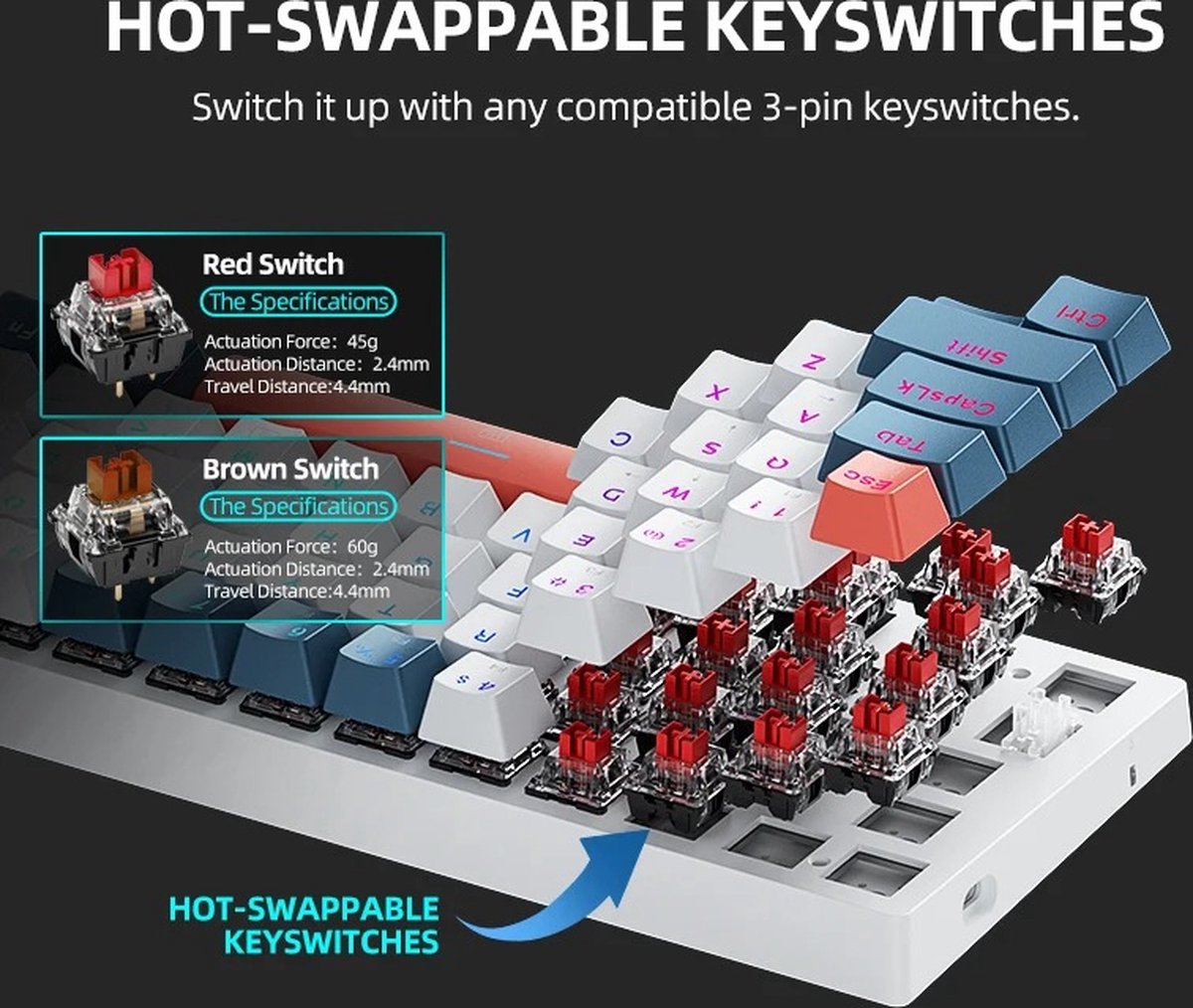 Machenike K500-B61 - Mini Mechanische Keyboard - 60% Vormfactor 61 ...