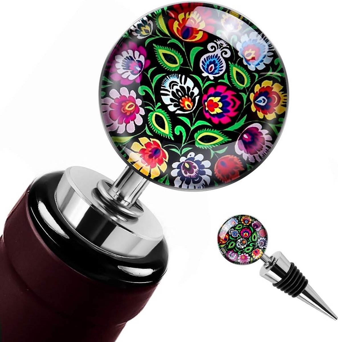 Flessendop, wijndop met glas, 3 stuks, herbruikbare roestvrijstalen ...