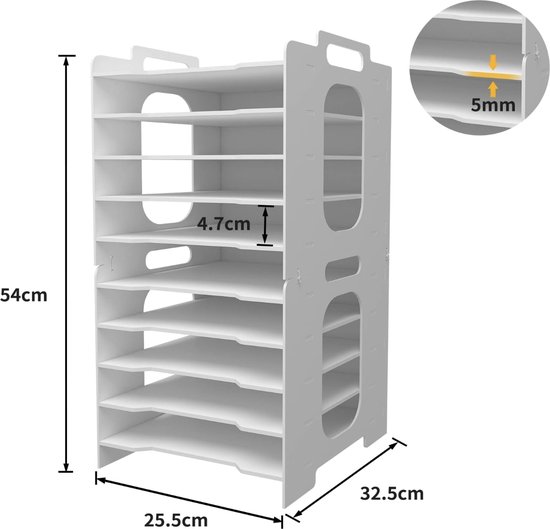 Documenthouder, A4, brievenbak, 10 opbergvakken, pvc, bureau, bestand ...