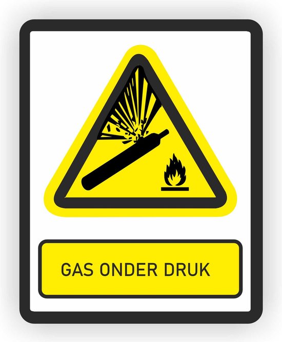 Pas op Gas onder druk sticker. | bol