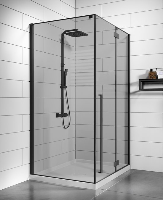 Badplaats Douchecabine Vancouver 90 x 120 x 190 cm - Zwart - Rookglas ...