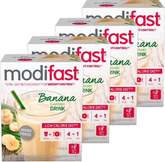 Modifast Intensive | Milkshake Banaan| 4 Stuks | 4 x 440 g | bol