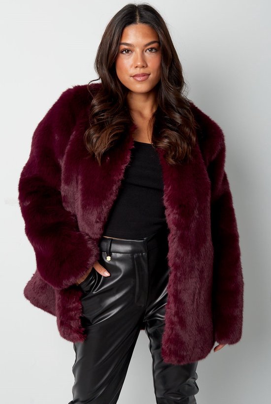 Faux fur jas - imitatie bont - dames - paars - maat S | bol.