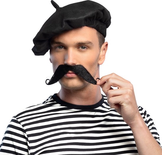 Carnaval verkleed set Fransman Francois - Baret zwart met Franse ...