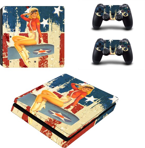 PS4 SLIM Skin - Console Skin - Stars & Stripes - 1 console en 2 controller stickers | bol