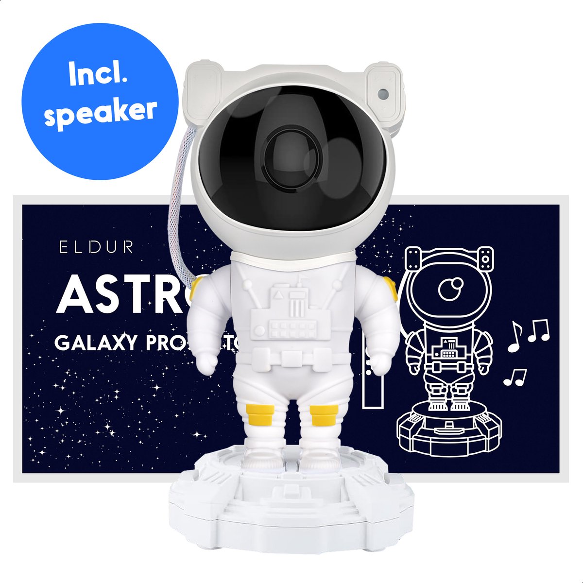 Eldur® Astronaut Sterren projector - Met Muziek via Bluetooth ...