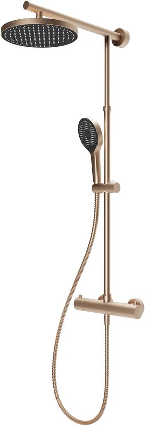 Doucheset - mat koper - thermostaatkraan - regendouche en een in hoogte verstelbare... | bol