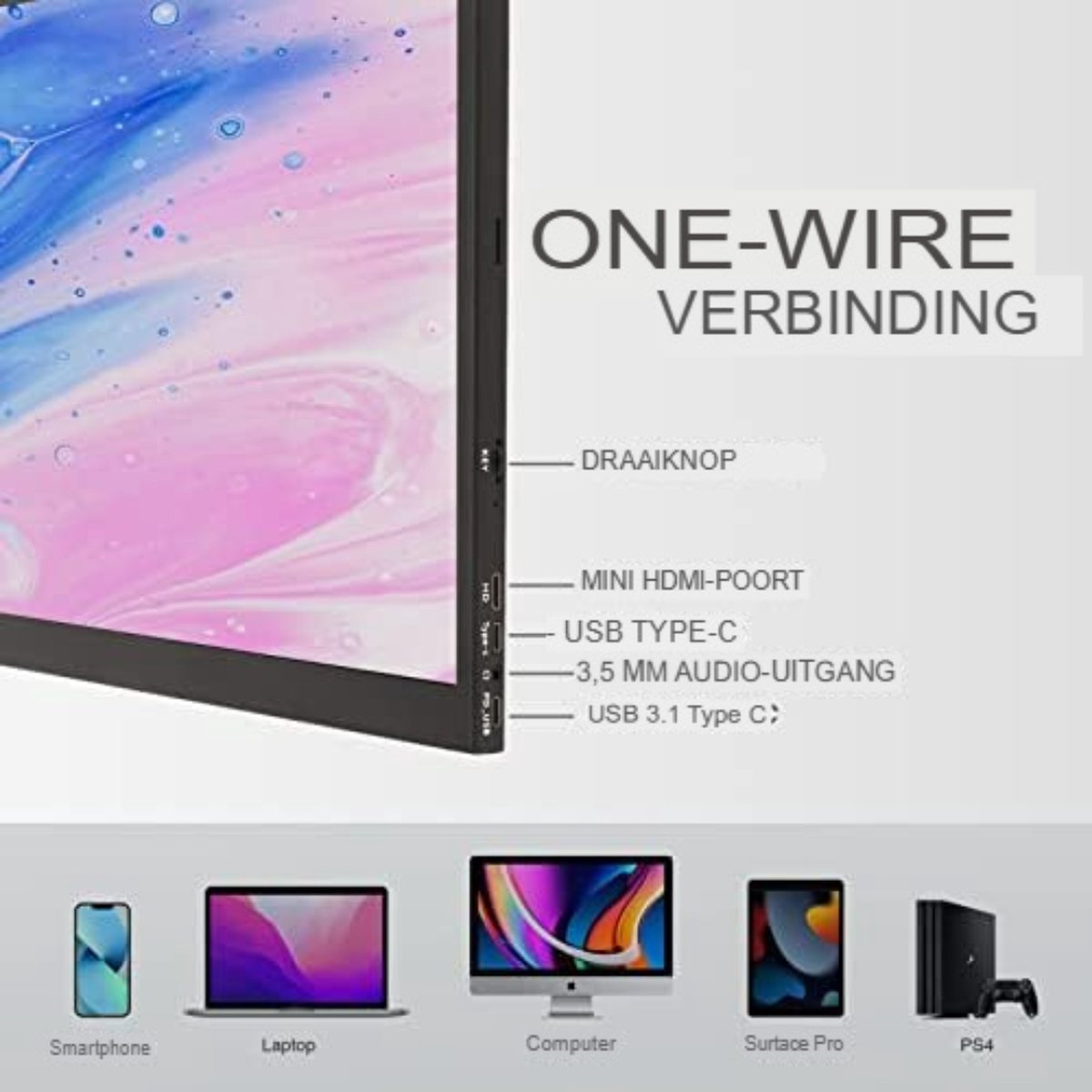 Gratyfied Portable Monitor - Draagbare Monitor - Draagbaar Scherm | bol