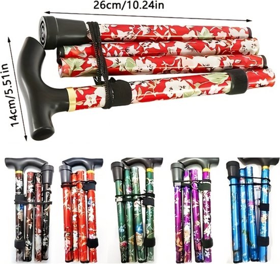 Opvouwbare Wandelstok - Inklapbare Wandelstok - Wandelstok Opvouwbaar ...