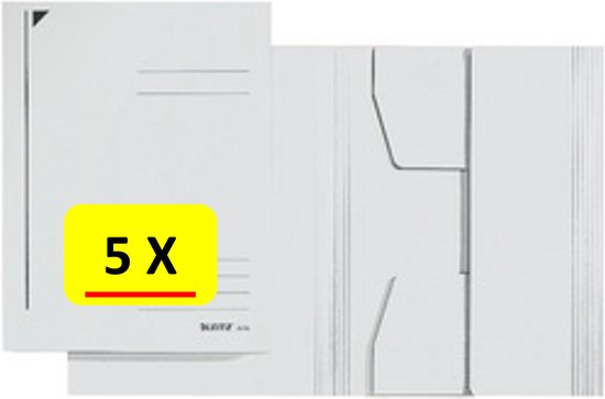 5 x Dossiermap - A4 - Leitz - Manilla karton - wit | bol