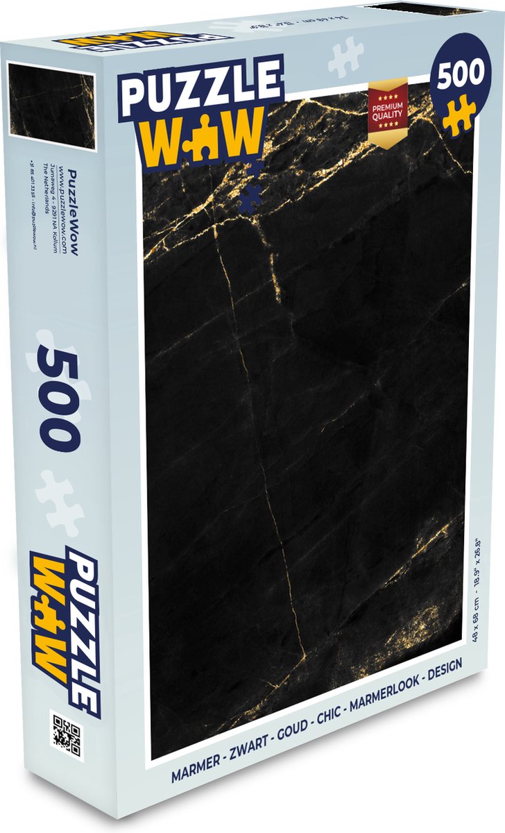 Puzzel Marmer - Zwart - Goud - Chic - Marmerlook - Design - Legpuzzel ...