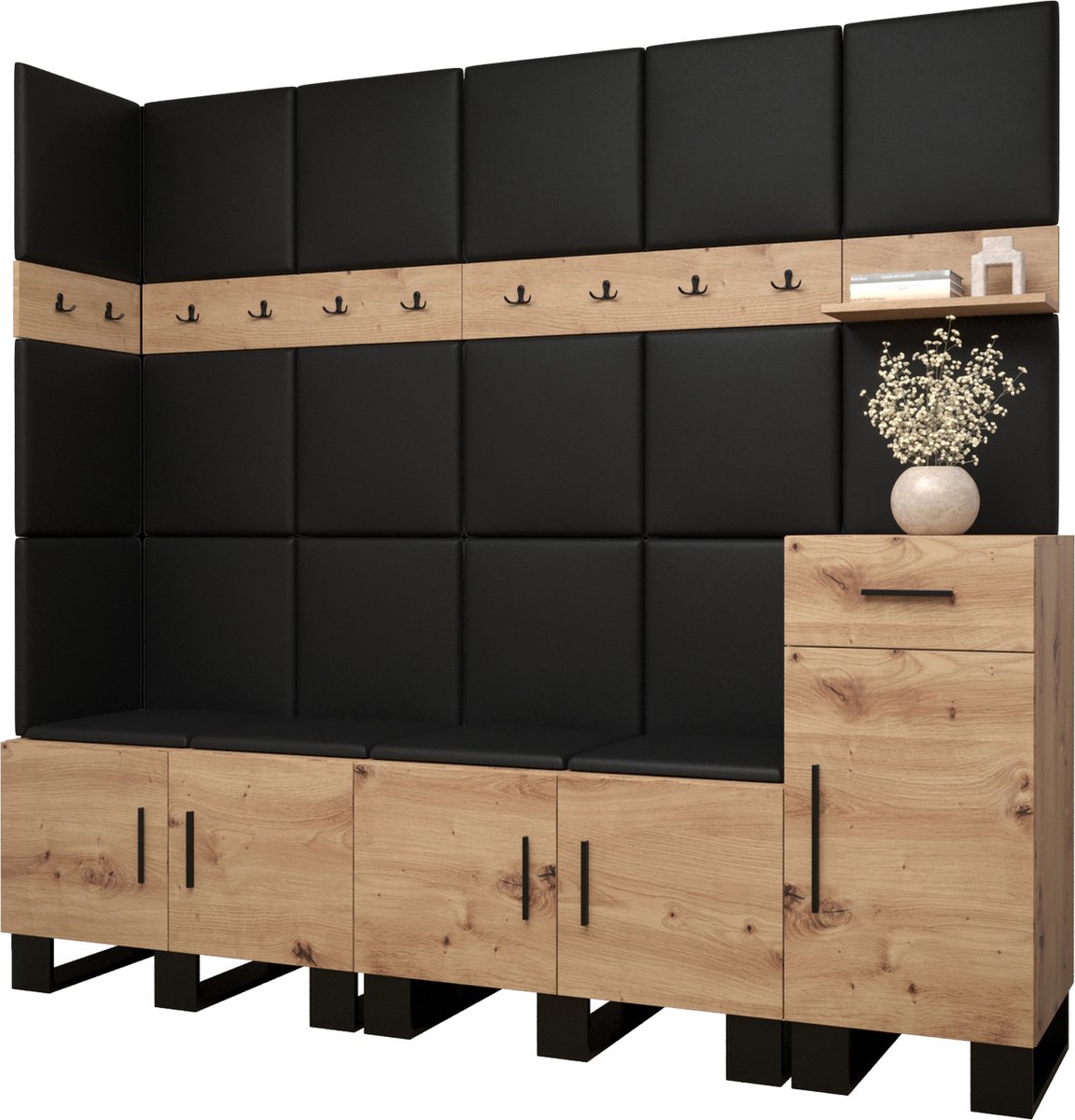 Garderobekast Ganggarderobe Compacte garderobe Vestibule Wandkast Plank ...