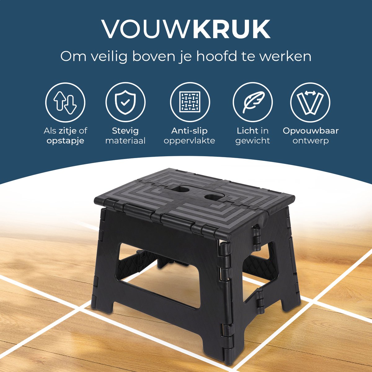 Opstapje Inklapbaar Zwart M - Inklapbaar Krukje - Opvouwbaar Krukje ...