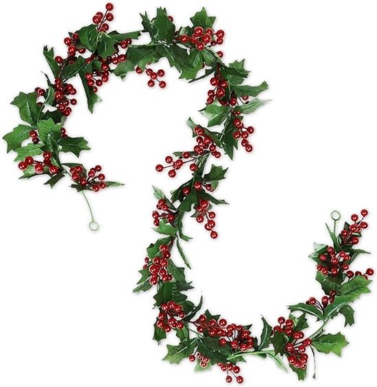 1.8m Red Berry Christmas Garland, Kerst Slinger Flexibele Red Berry Decorations voor... | bol
