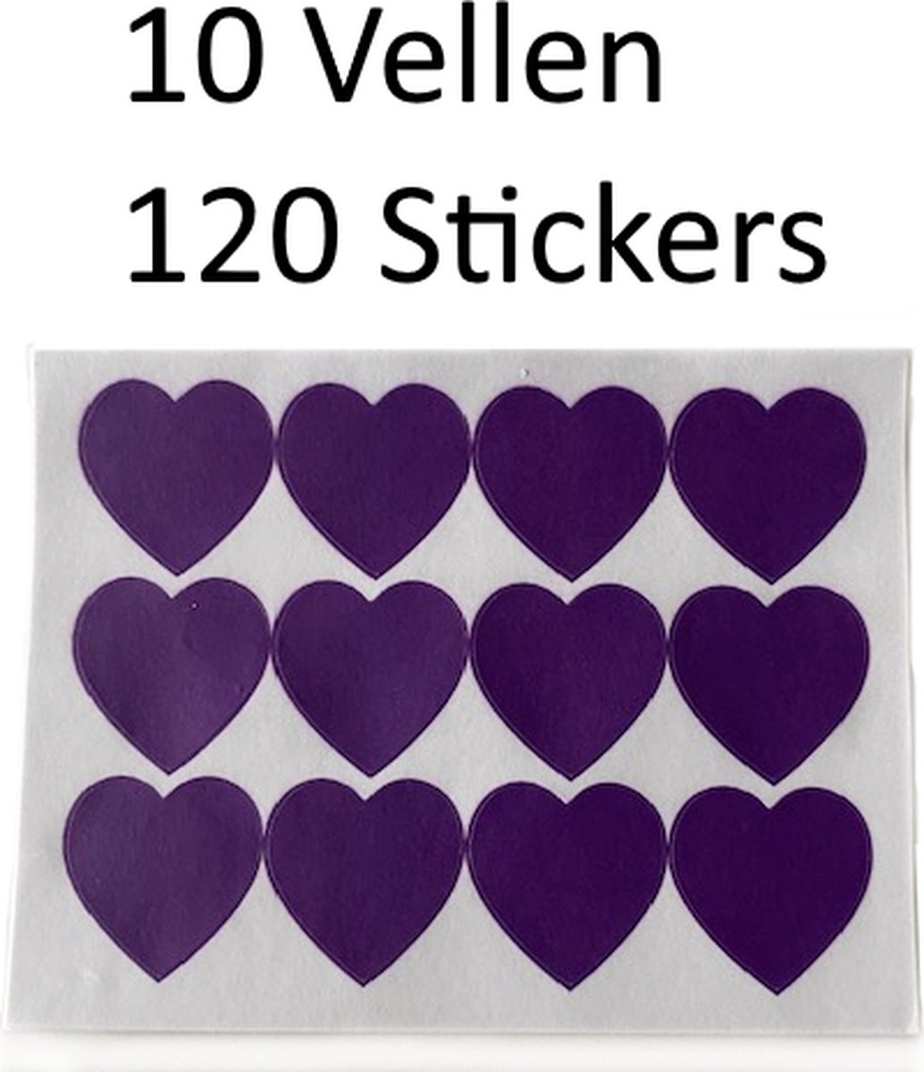 FISKA - 120 Stickers Hart Paars - 2,5 cm - Stickers Hartje - Label Hart ...